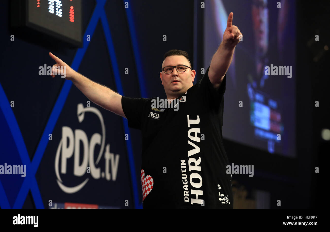 Dragutin Horvat celebrates on his way to defeating Boris Koltsov during ...