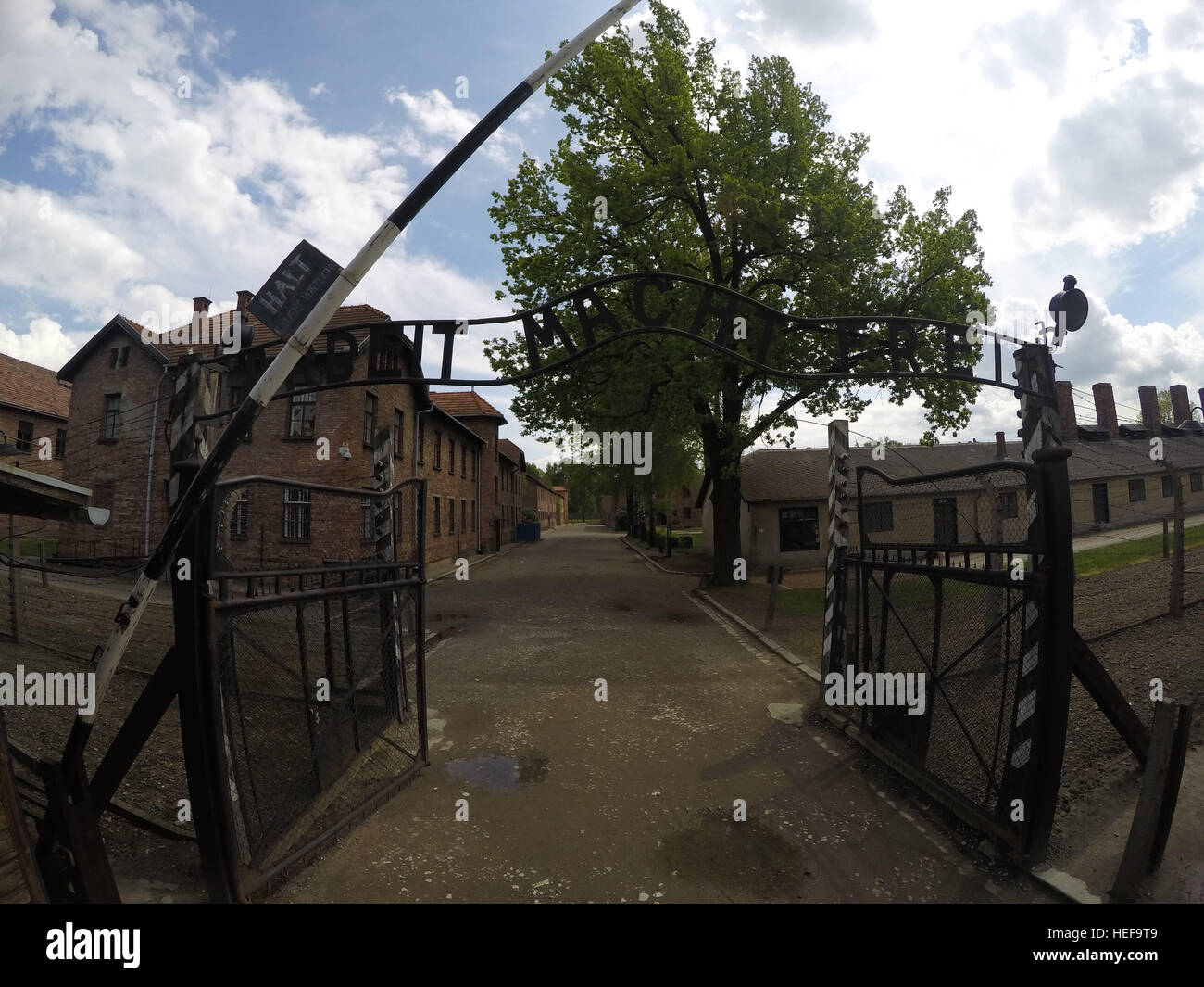 Work liberates sign at concentration camp Auschwitz Birkenau KZ Poland ...