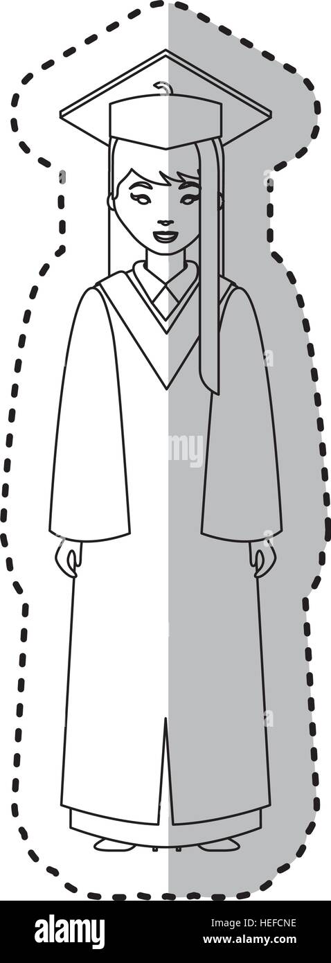 student with graduation uniform vector illustration design Stock Vector ...