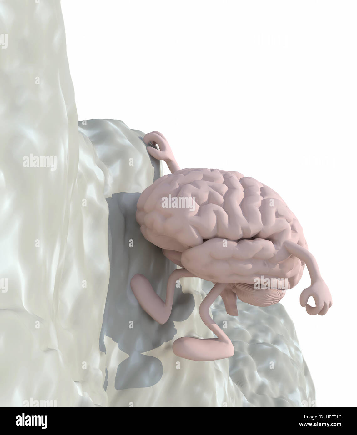 brain that climbs a mountain, 3d illustration Stock Photo - Alamy