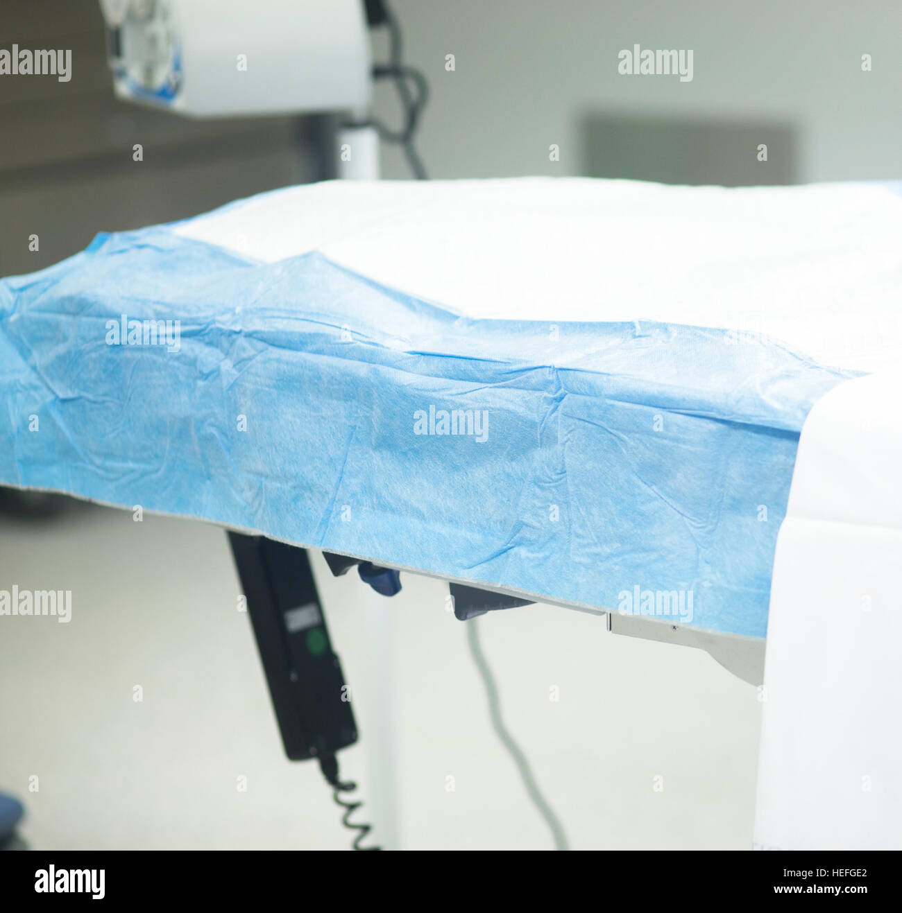 Hospital surgery bed in operating theater emergency room prepared for ...