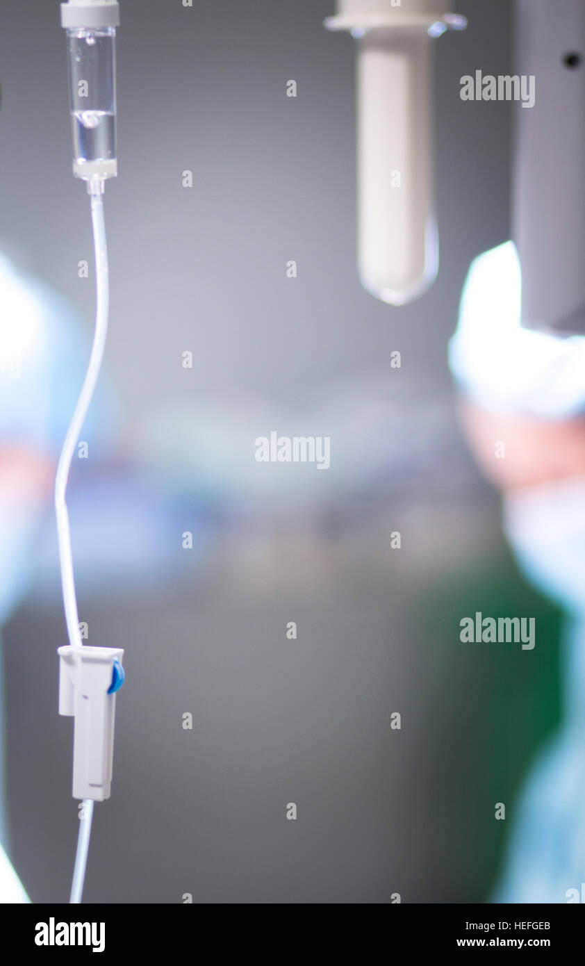 Medical intravenous IV drip in hospital used to replace liquids in ...