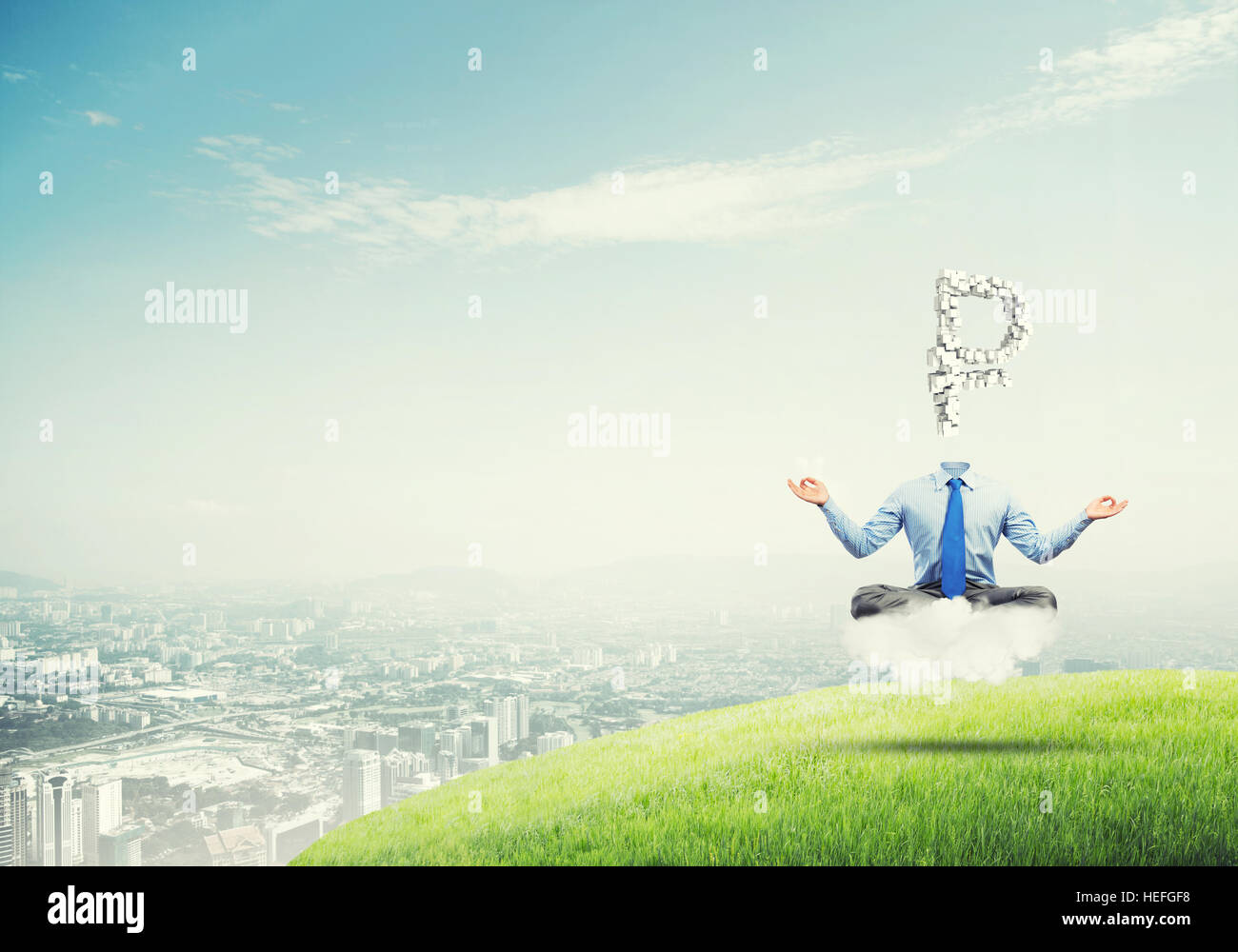 Headless meditating businessman Stock Photo - Alamy