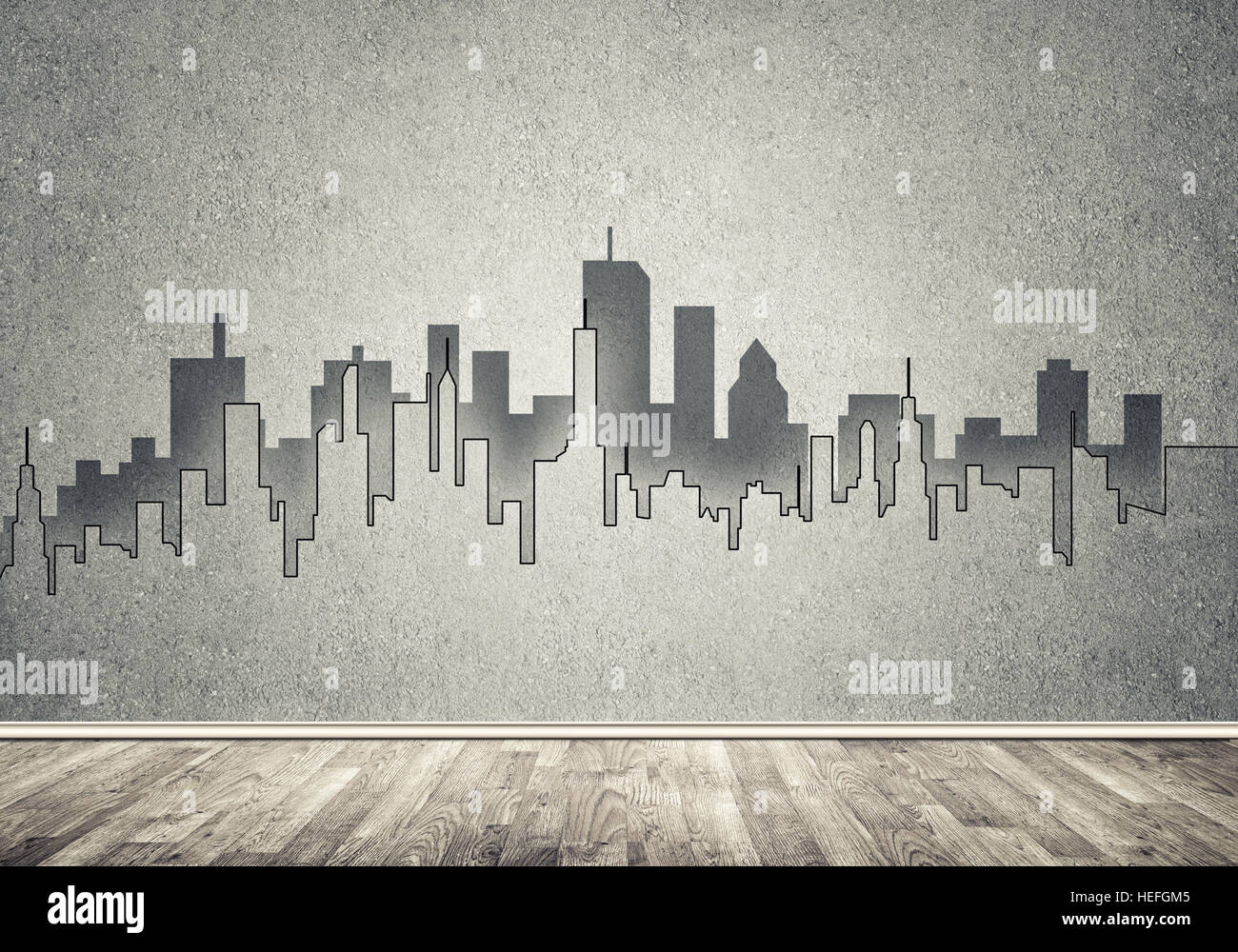 City design on wall Stock Photo - Alamy