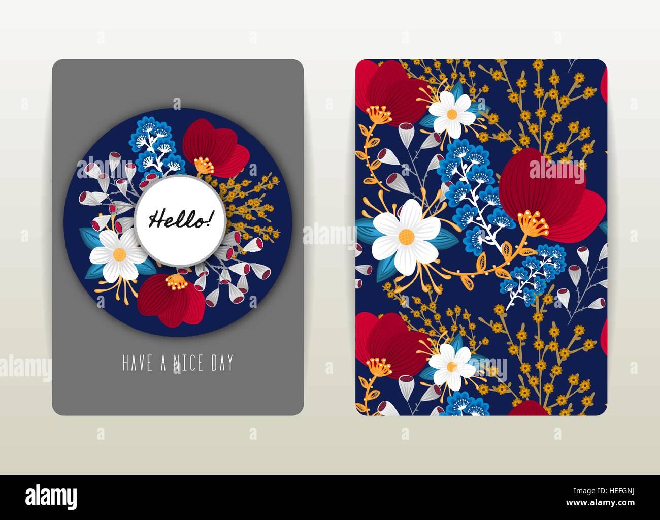 Cover design with floral pattern. Hand drawn creative flowers. Colorful ...
