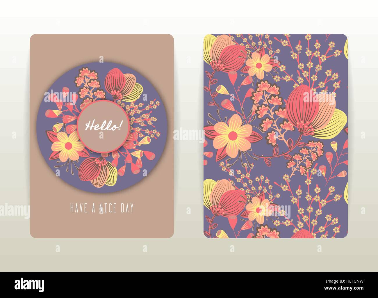 Cover design with floral pattern. Hand drawn creative flowers. Colorful ...