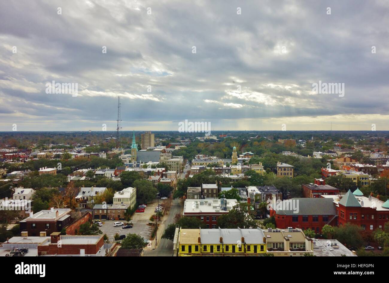 View of the Historic District in Savannah, Georgia, in the American ...
