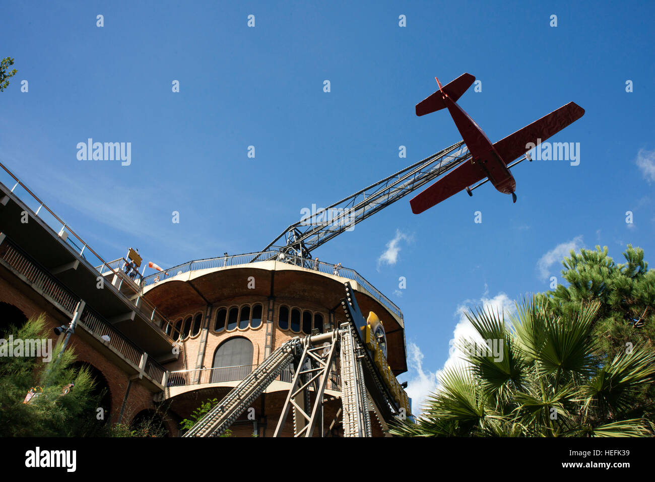 Airplane carousel in Tibidabo Amusement Park, Tibidabo, Barcelona ...