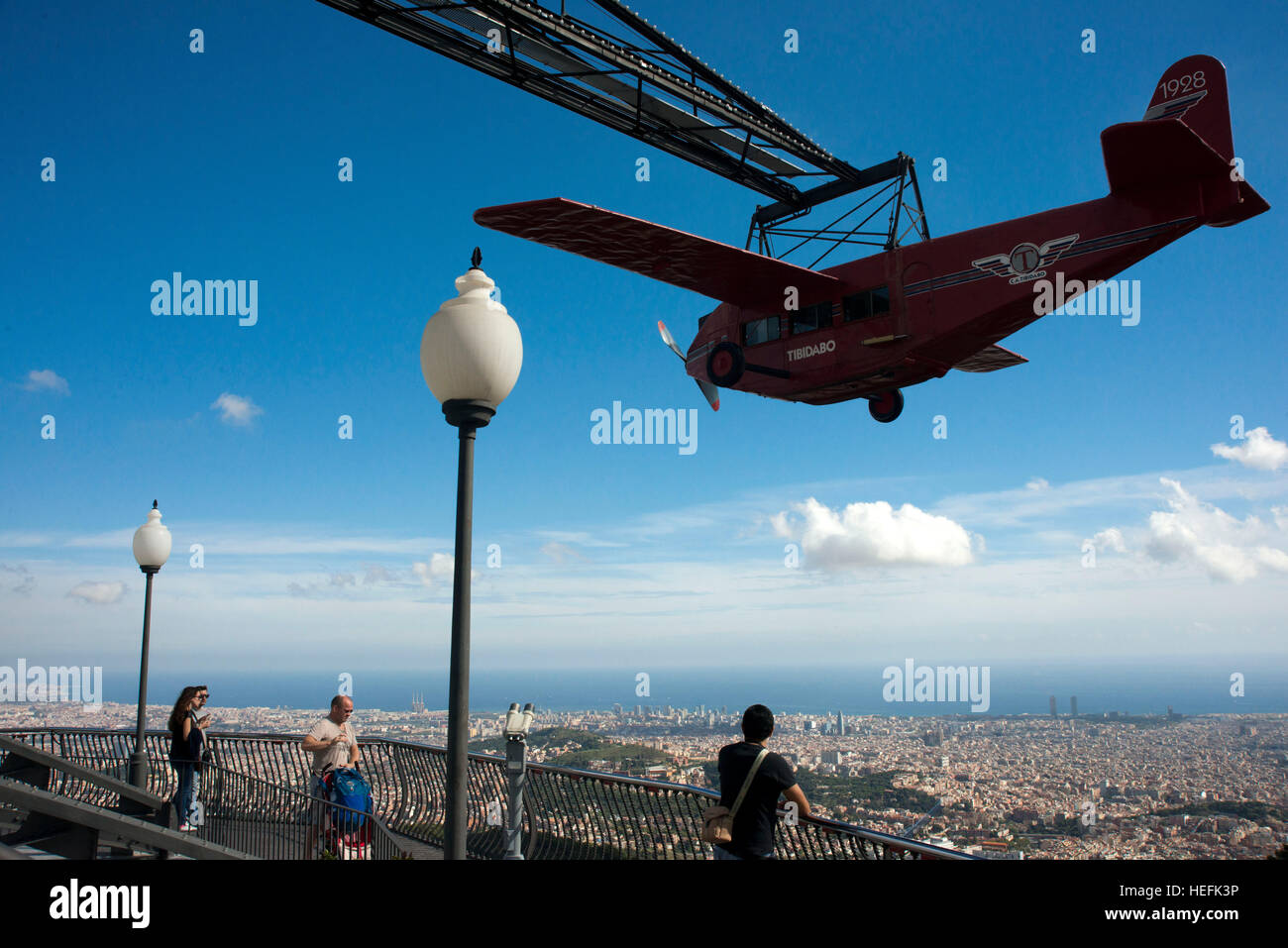 Airplane carousel in Tibidabo Amusement Park, Tibidabo, Barcelona ...