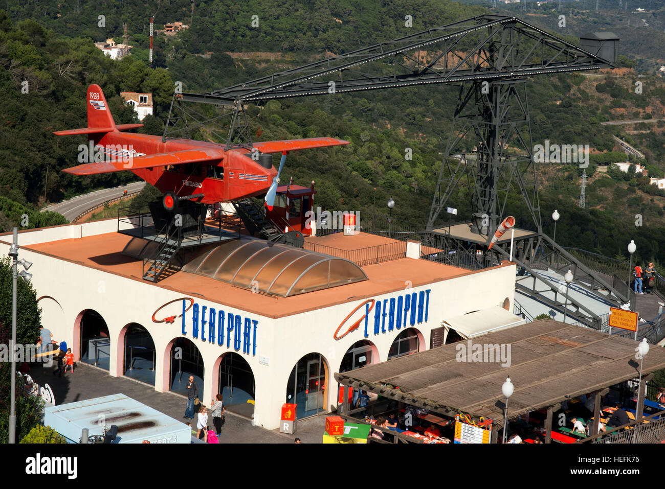 Airplane carousel in Tibidabo Amusement Park, Tibidabo, Barcelona ...