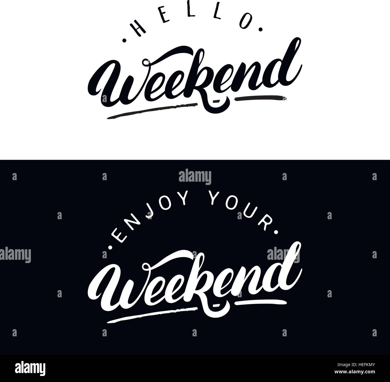 Set of weekend hand written lettering. Modern brush calligraphy ...