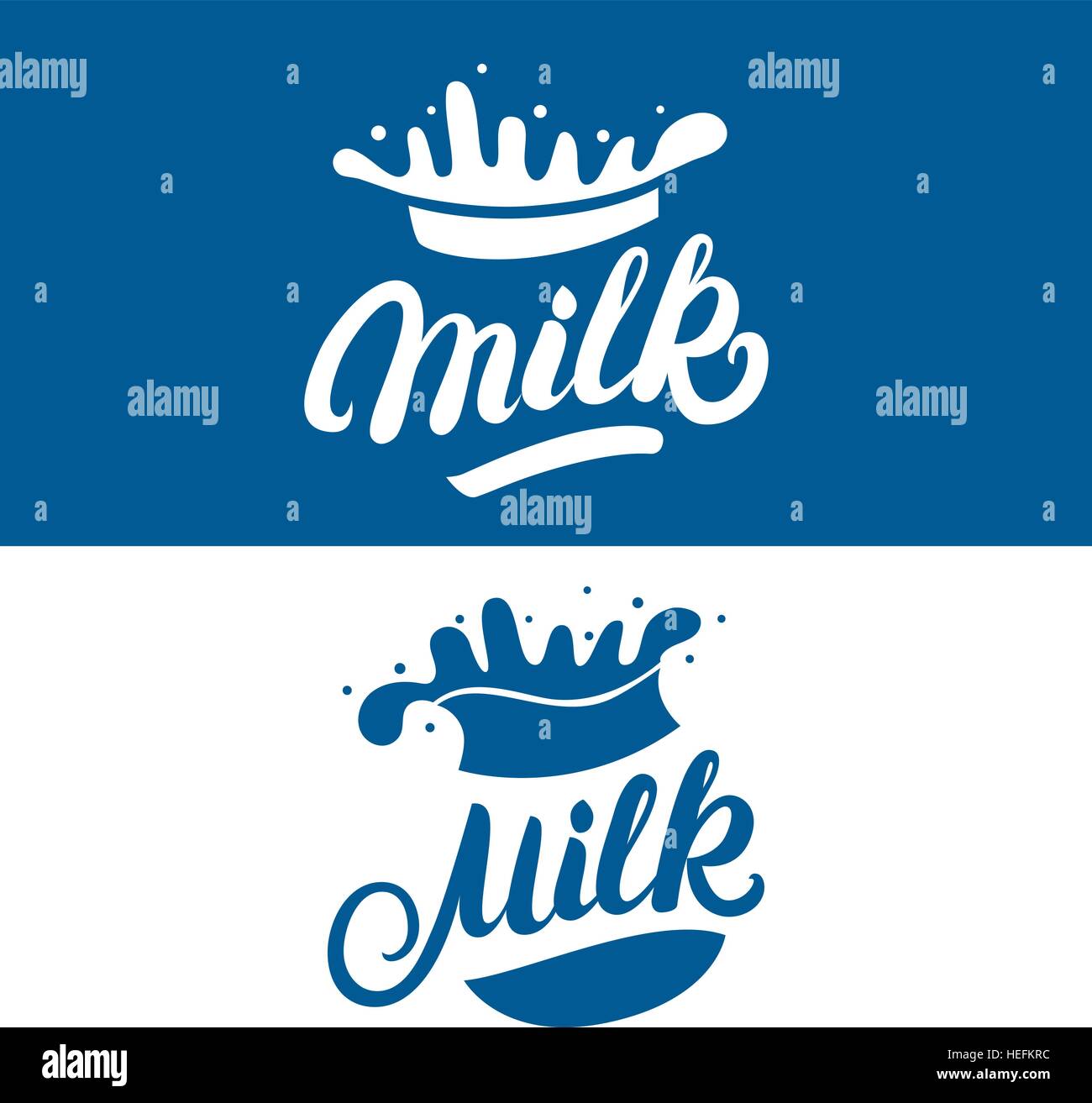 Set of Milk hand written lettering logo, label or badge. Design ...