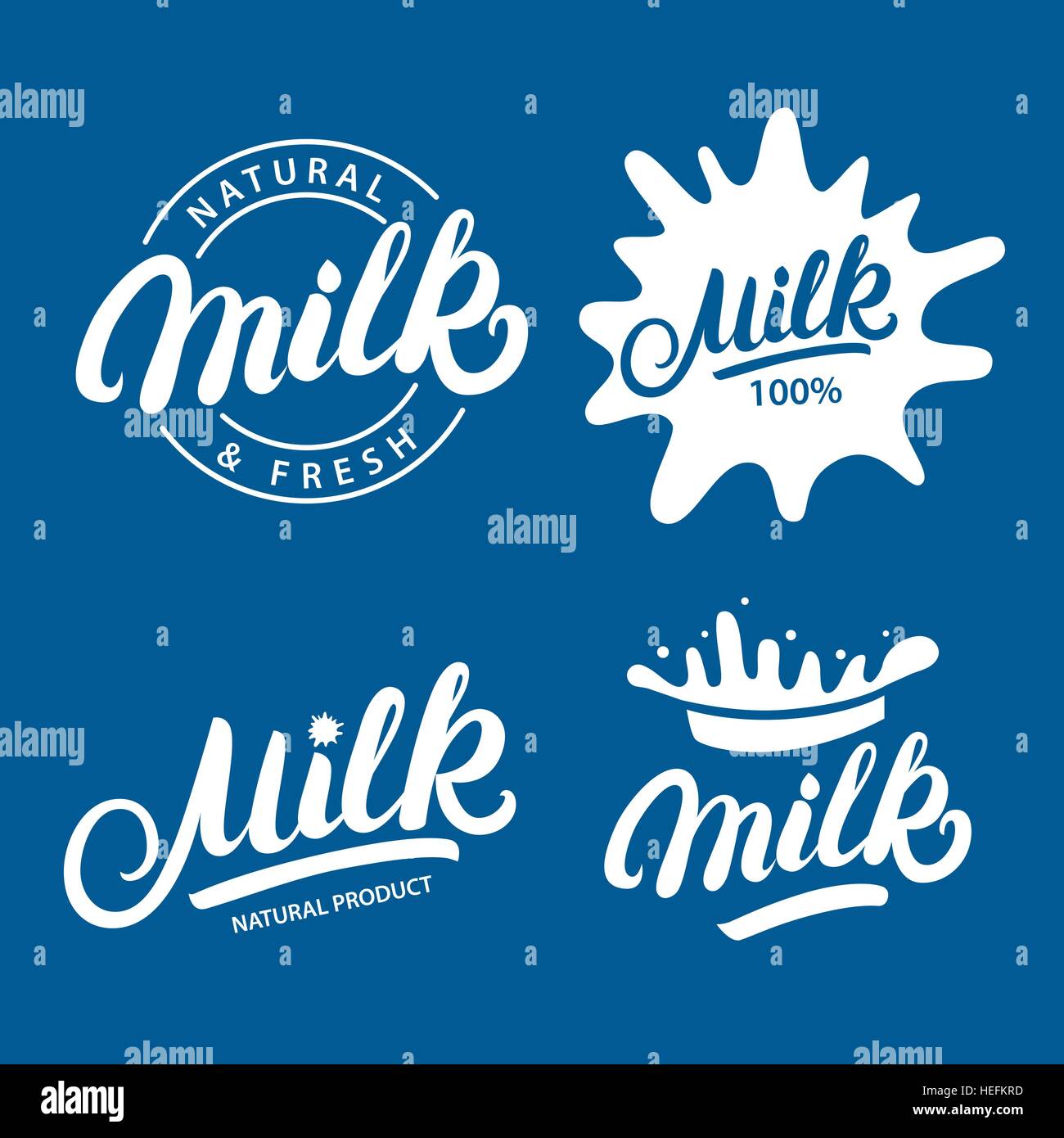 Set of Milk hand written lettering logo, label or badge. Design ...
