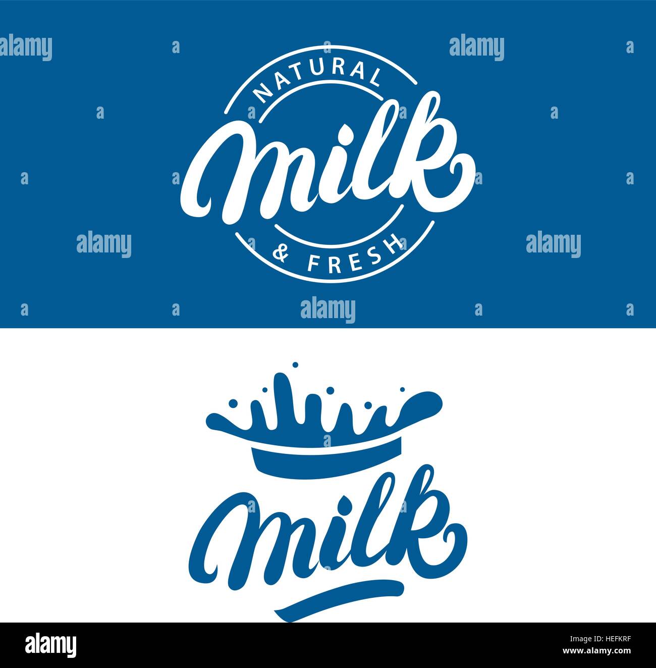 Set of Milk hand written lettering logo, label or badge. Design ...