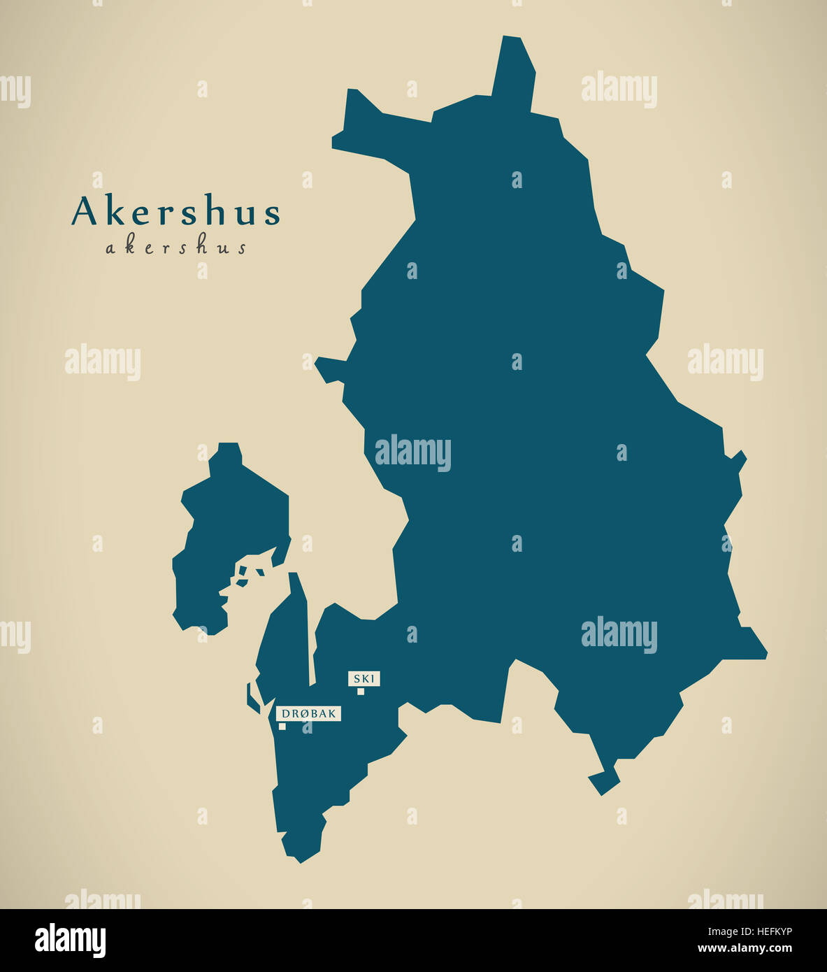 Modern Map - Akershus Norway NO illustration Stock Photo - Alamy