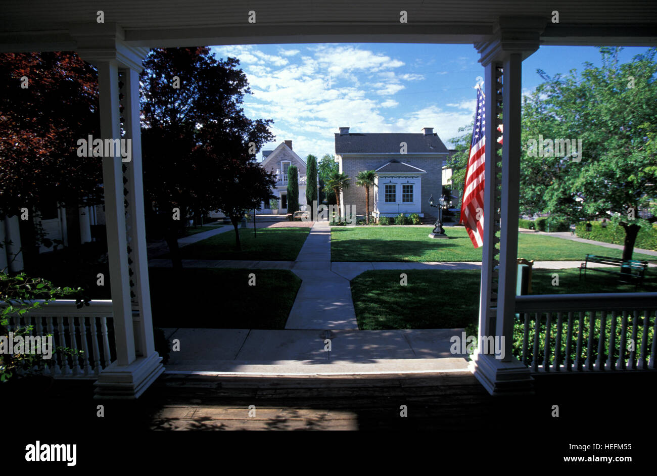 Porch of Green Gate Village Historic Inn in St. George, Utah, USA Stock ...