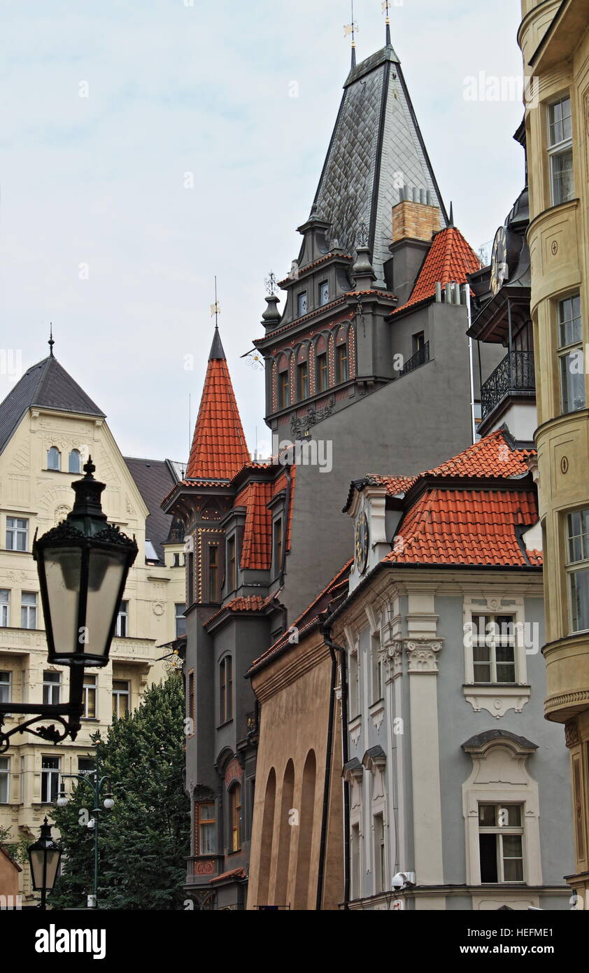 Prague urban scenic with the Powder Tower. Czech Republic - HDR Stock ...
