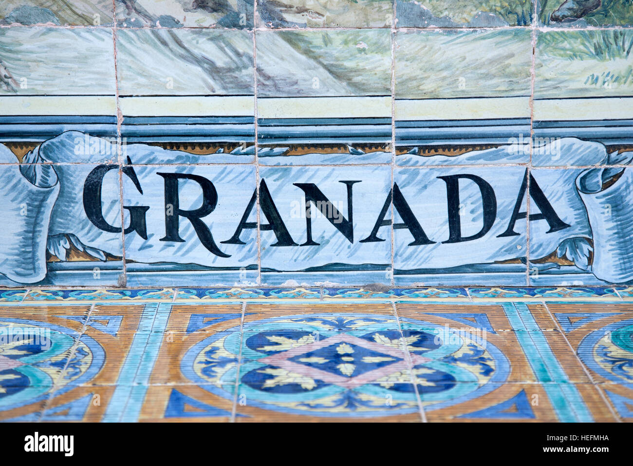 Granada Sign, Plaza de Espana Building, Seville, Spain Stock Photo - Alamy