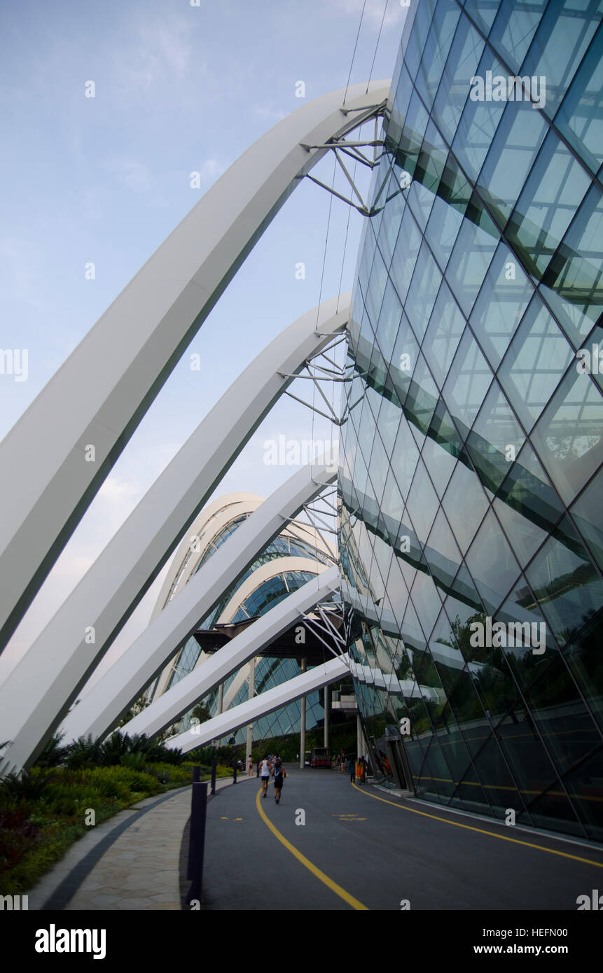 Glass ceiling footbridge with metal structures Stock Photo - Alamy