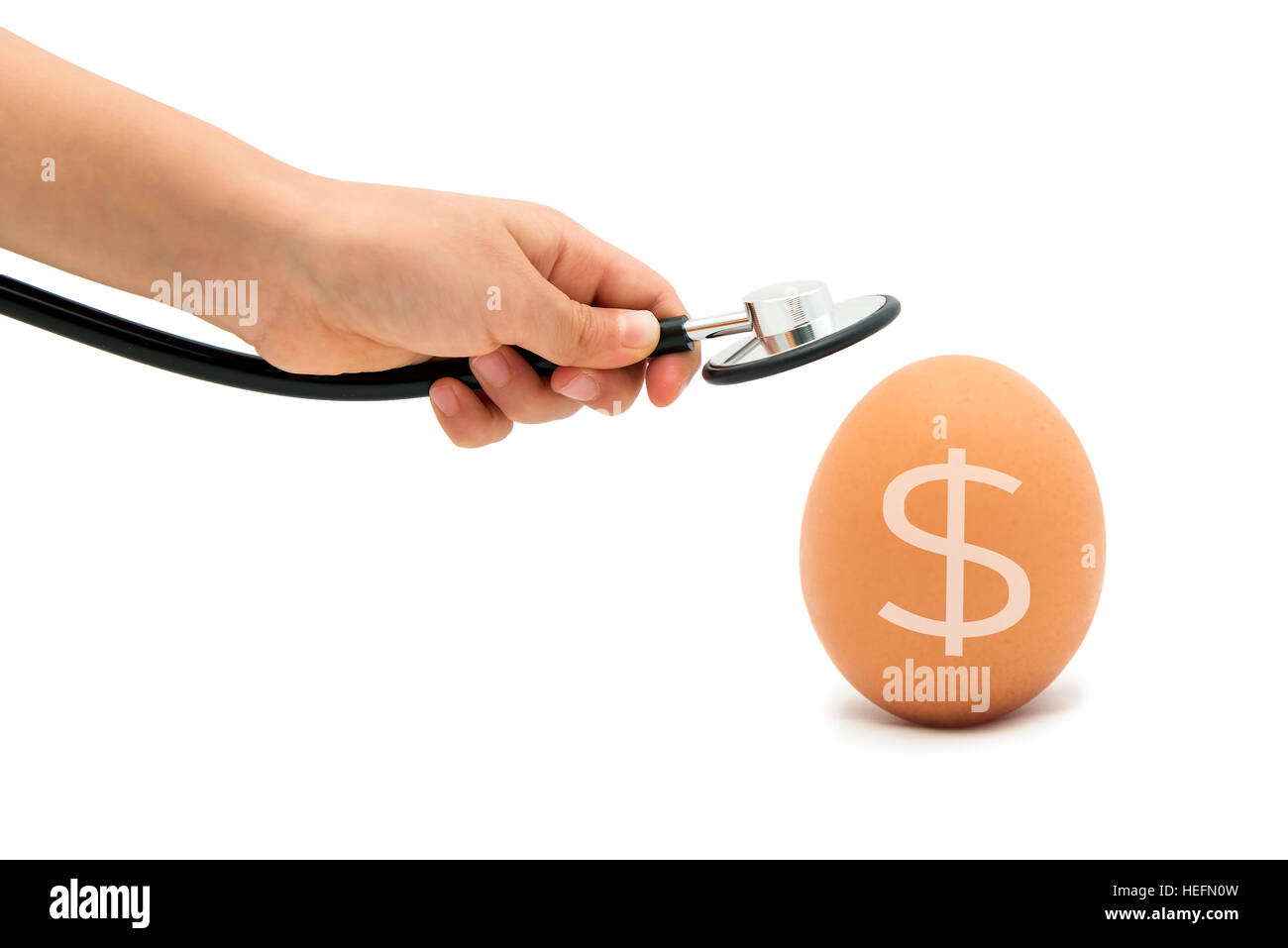 Checking For A Healthy Egg, Egg with Stethoscope with white background ...