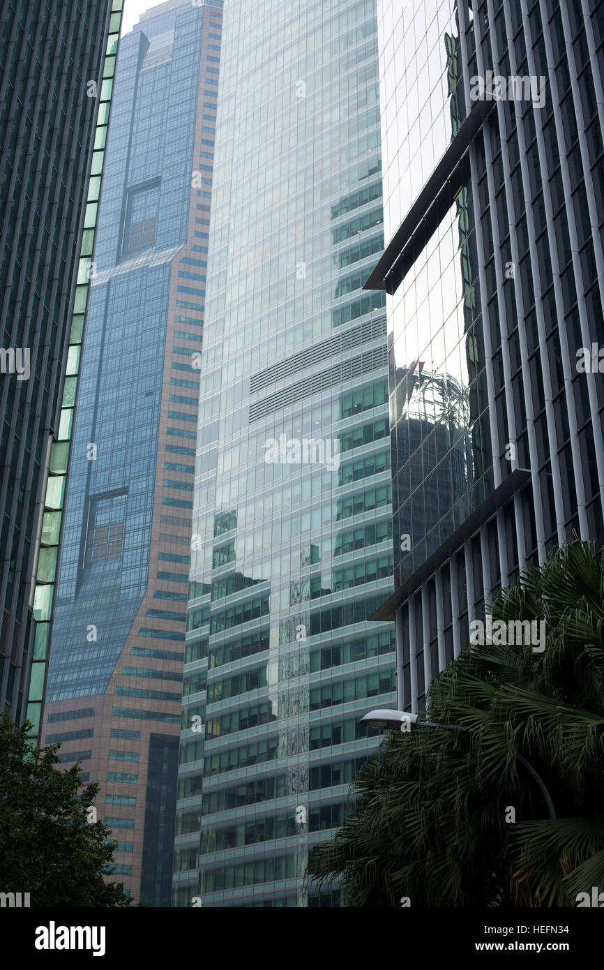 Steel blue glass high rise building skyscrapers, industrial ...