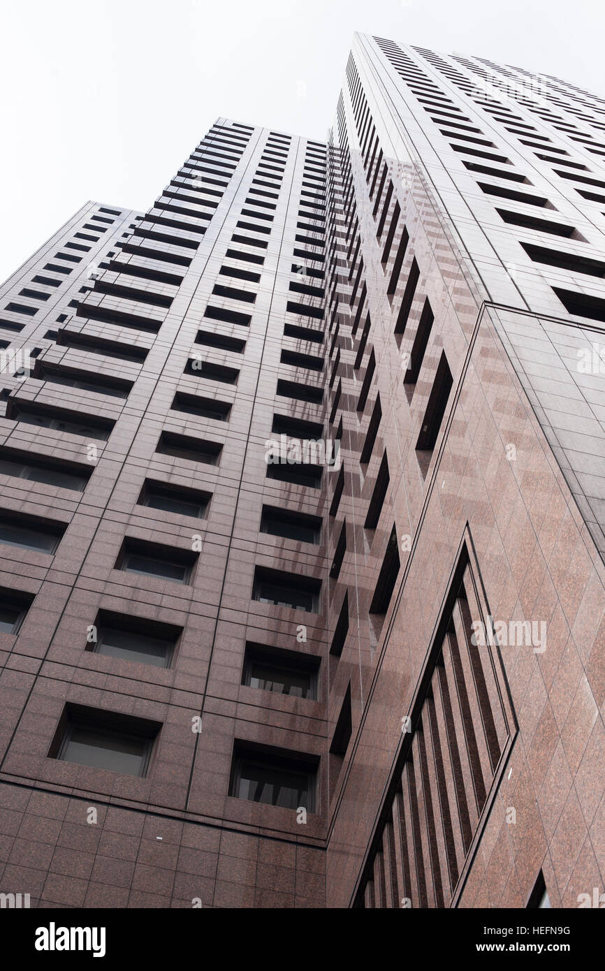 Steel blue glass high rise building skyscrapers, industrial ...