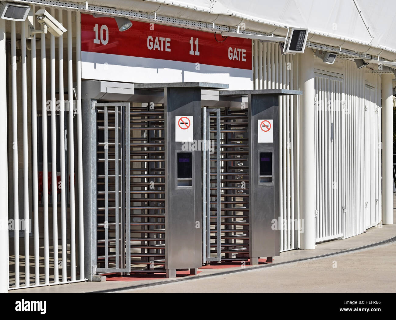 Entrance gate of the soccer stadium Stock Photo - Alamy