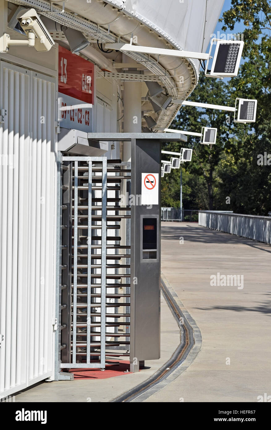Entrance gate of the soccer stadium Stock Photo - Alamy