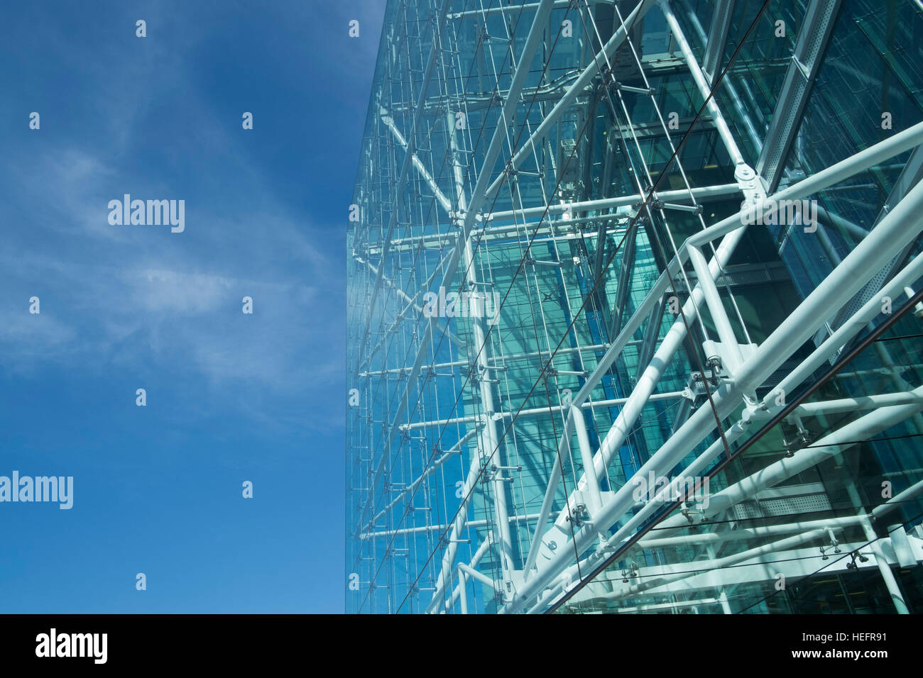 Glass structure of a building utilising modern architecture reflecting ...