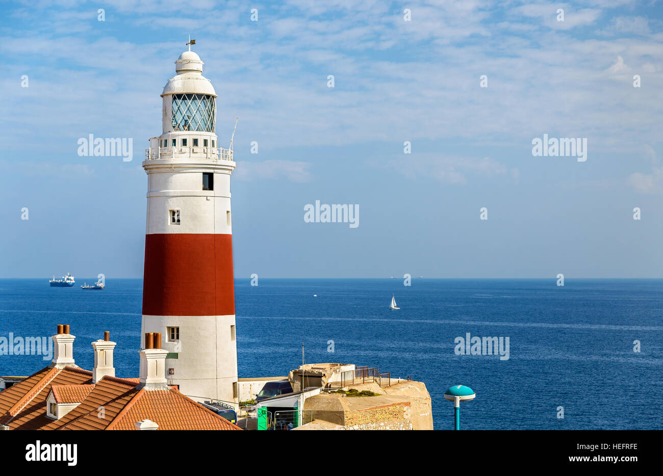 Trinity Lighthouse at Europa Point, near the Strait of Gibraltar Stock ...