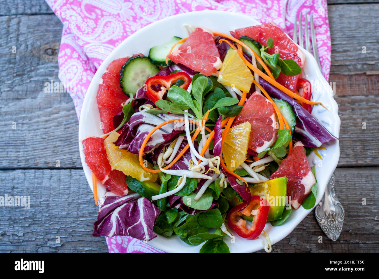Bright vegetable salad with grapefruit, orange and avocado. Perfect for ...