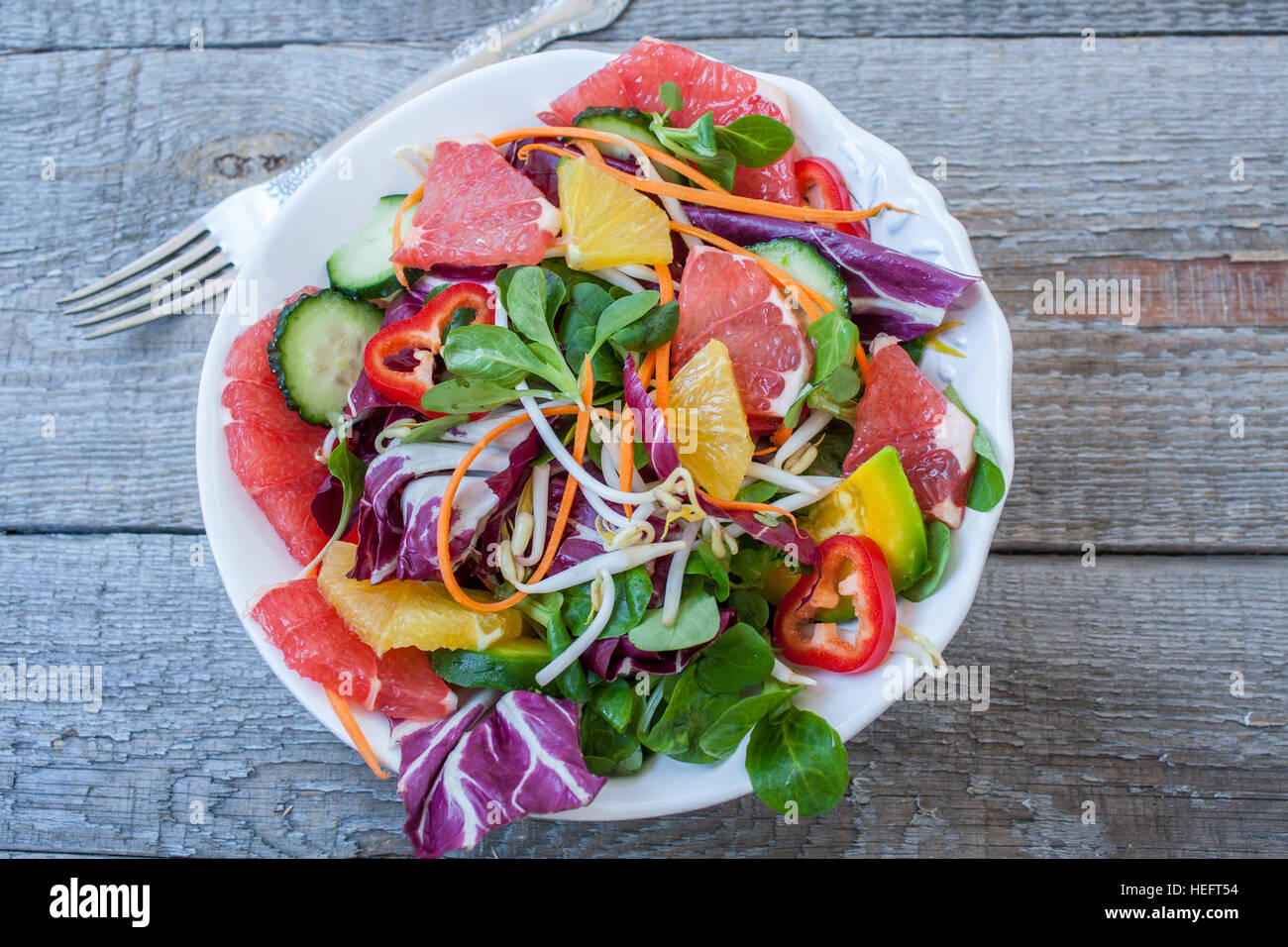 Bright vegetable salad with grapefruit, orange and avocado. Perfect for ...