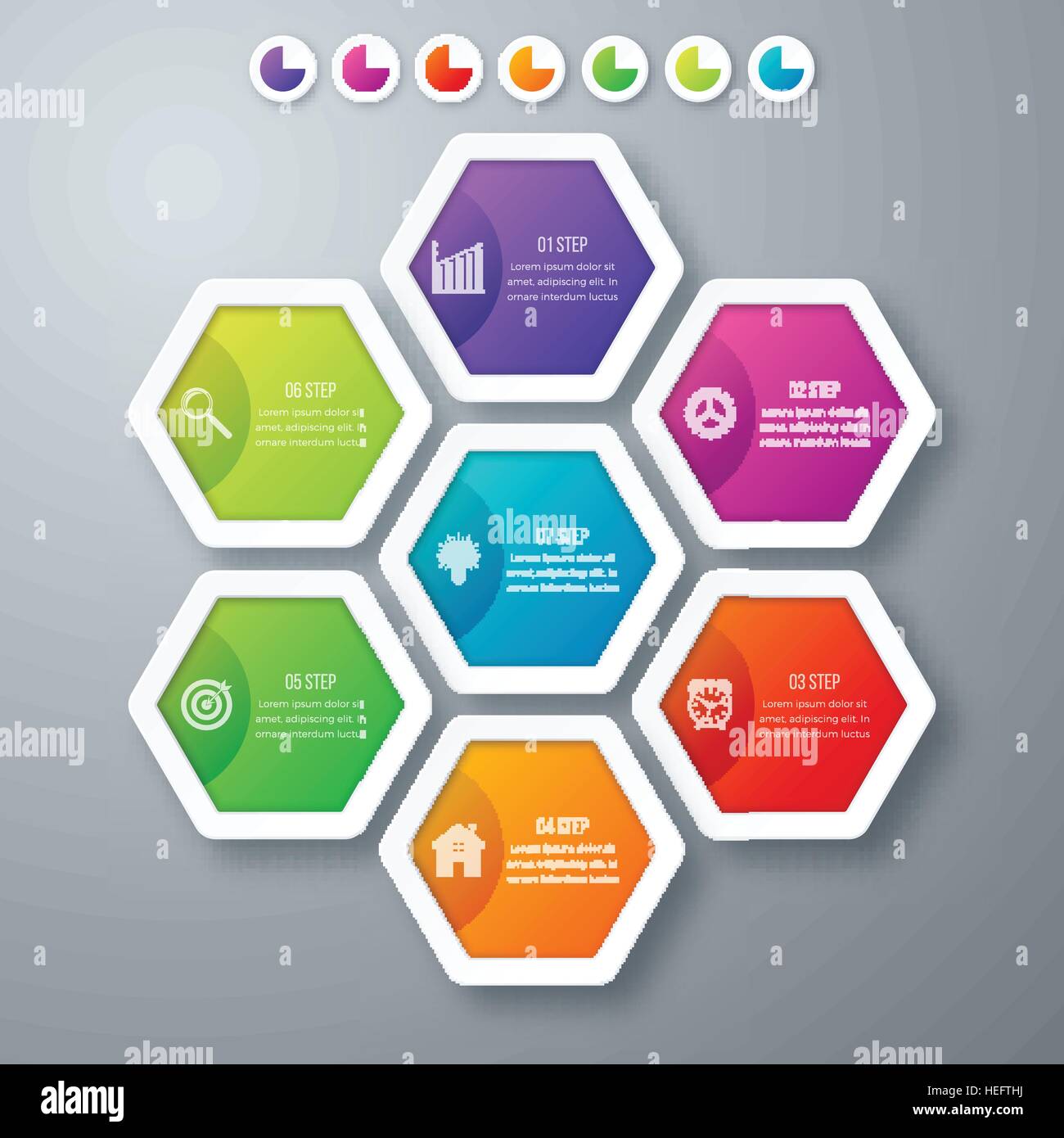 Vector illustration infographics seven hexagons Stock Vector Image ...
