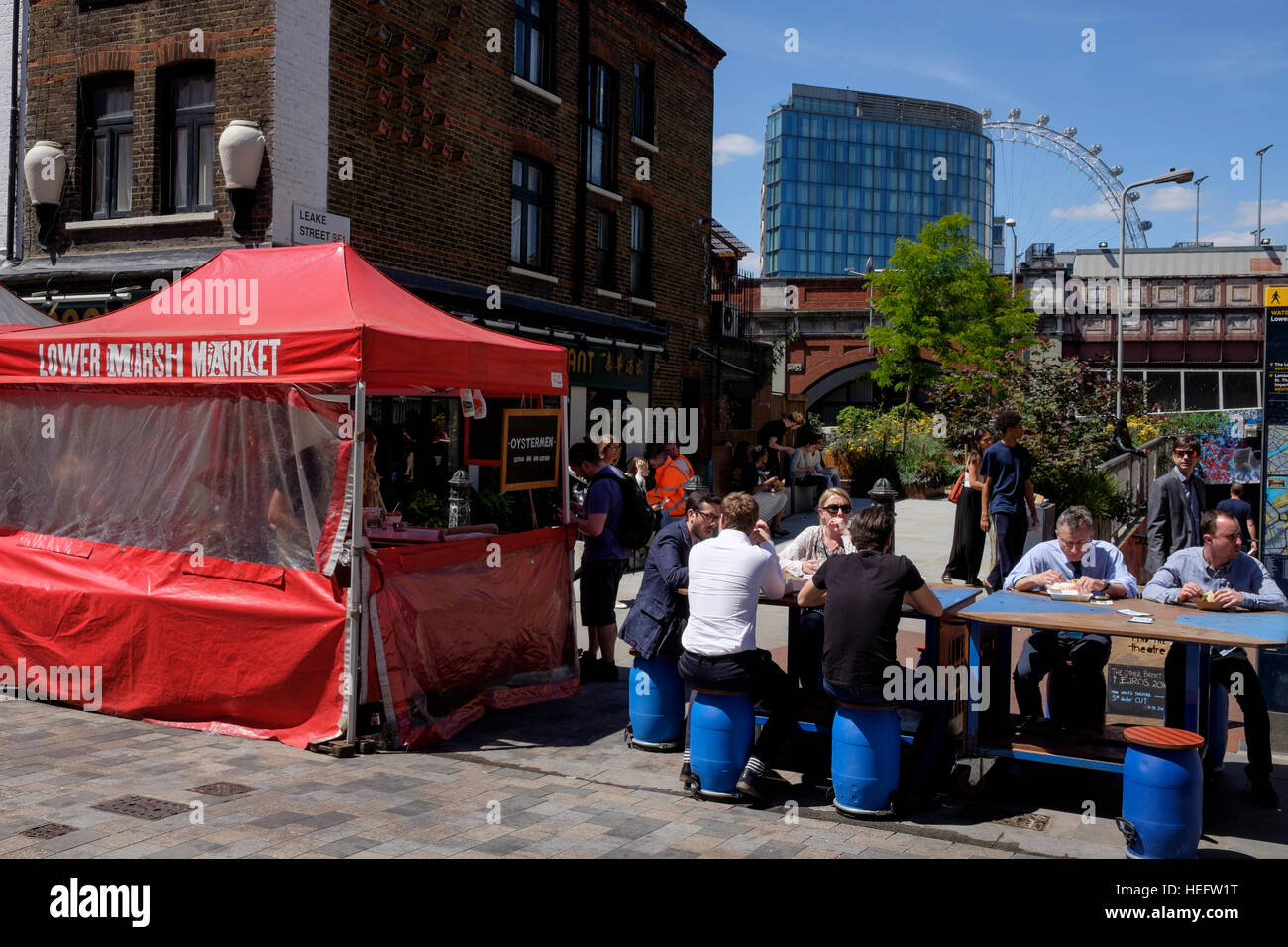 Office workers enjoy street food outdoors at Waterloo's Lower Marsh ...