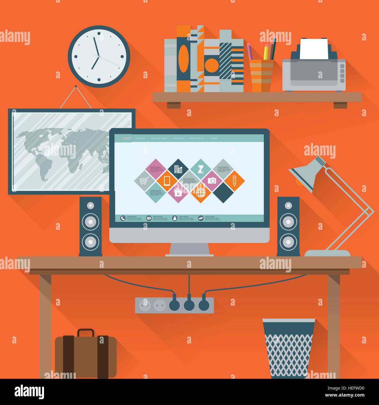 Vector illustration of office has a computer Stock Vector Image & Art ...