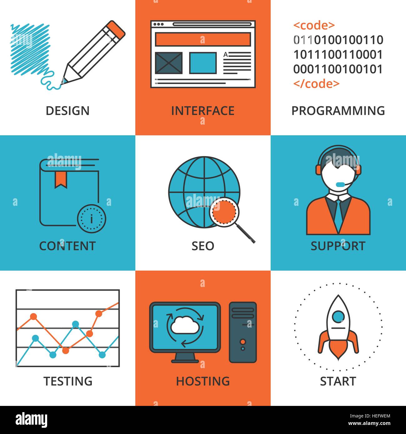 Vector illustration of a set linear icons Stock Vector Image & Art - Alamy