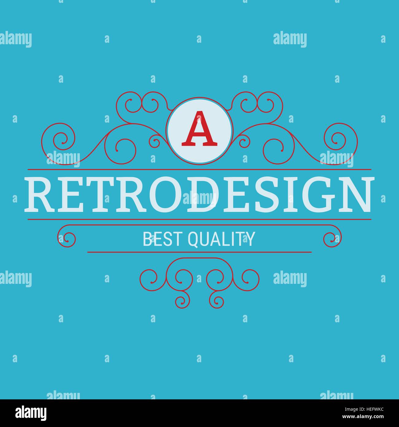 Vector illustration of the linear blue monogram Stock Vector Image ...