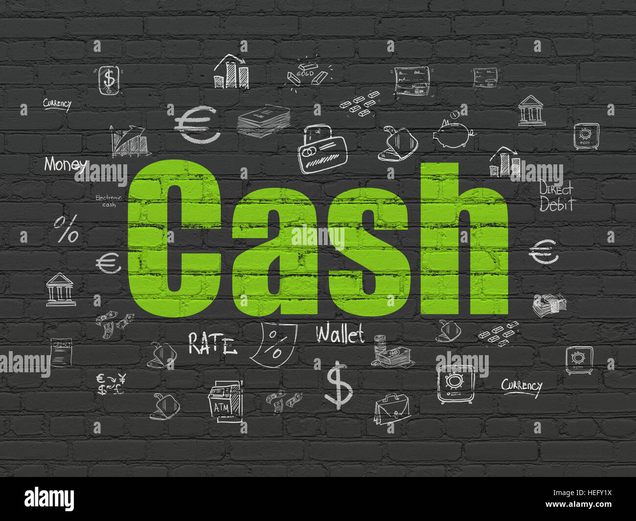 Money concept: Cash on wall background Stock Photo - Alamy