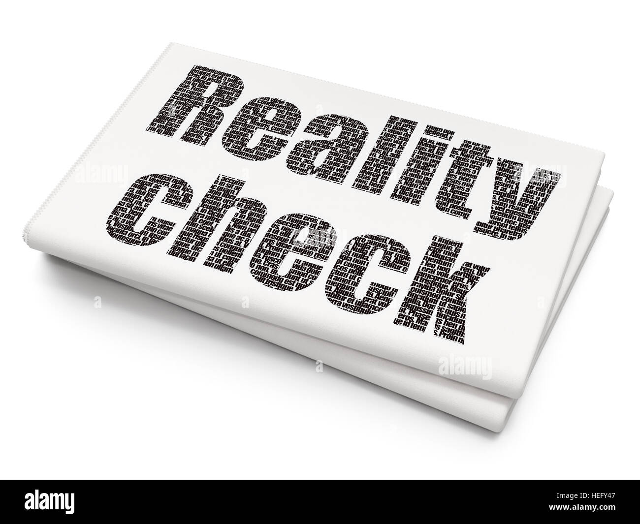 Finance concept: Reality Check on Blank Newspaper background Stock ...
