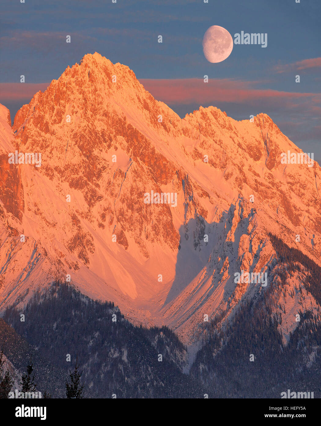 alpine peak in the afterglow Stock Photo - Alamy