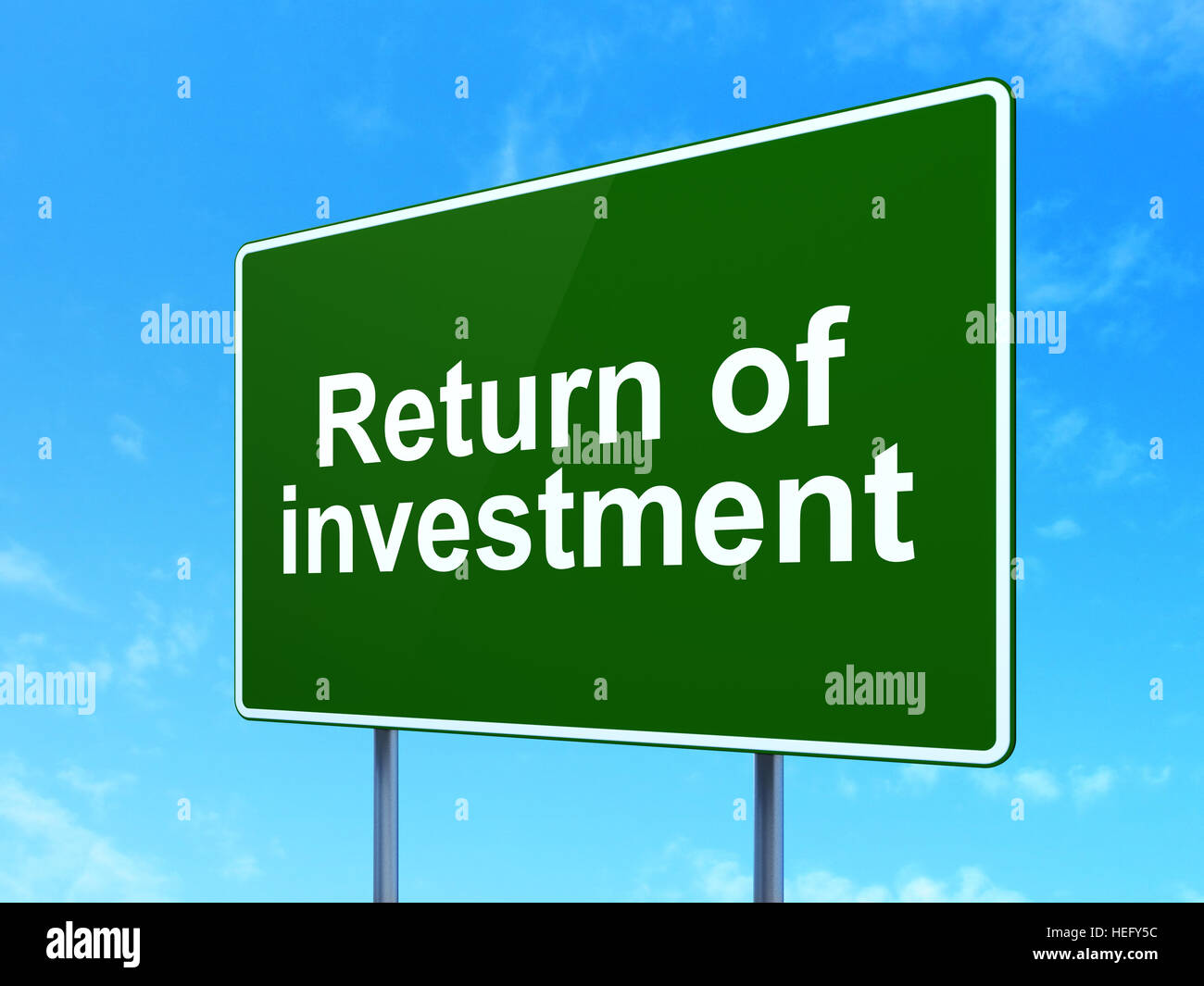 Finance concept: Return of Investment on road sign background Stock ...