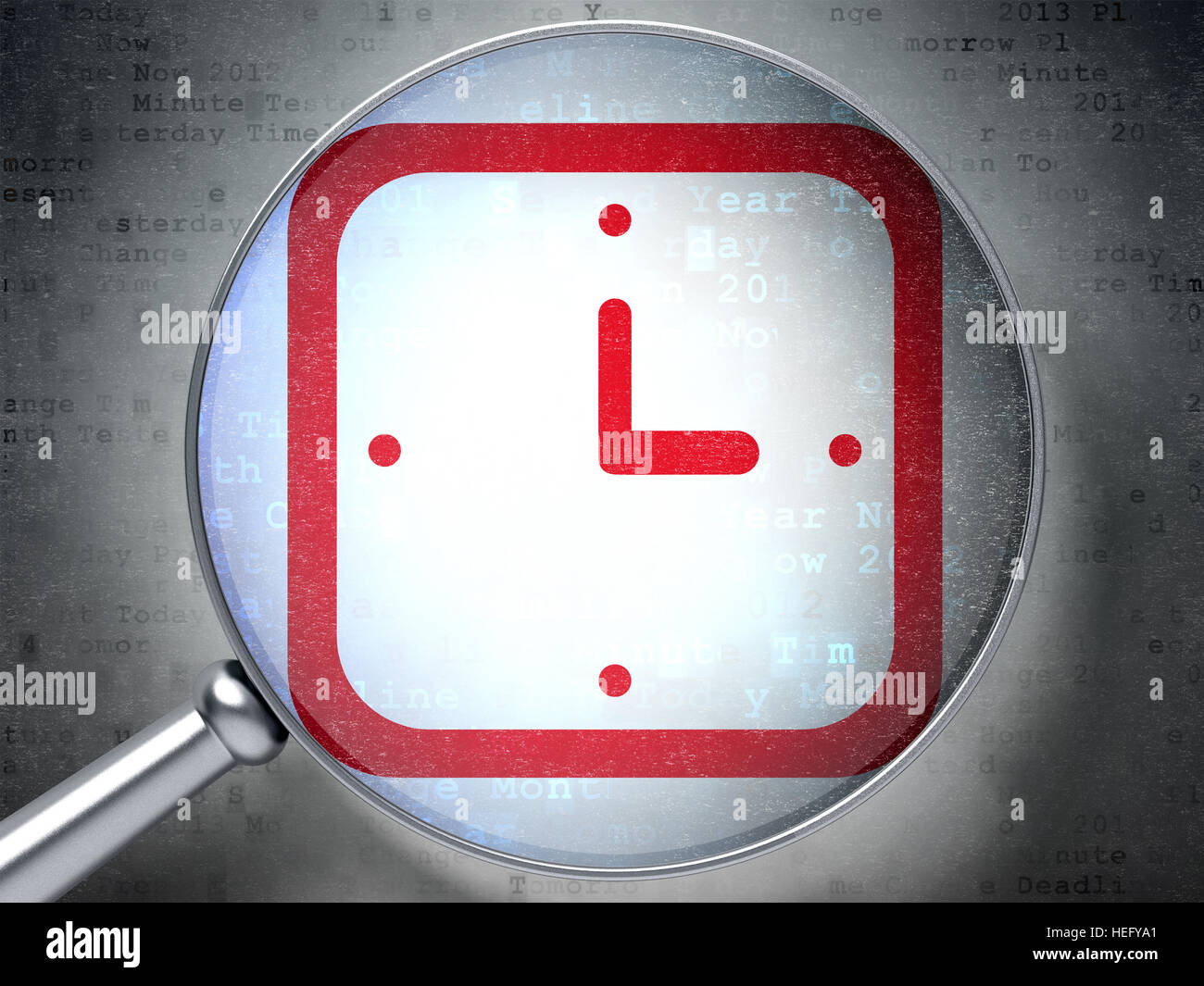 Timeline concept: Watch with optical glass on digital background Stock ...