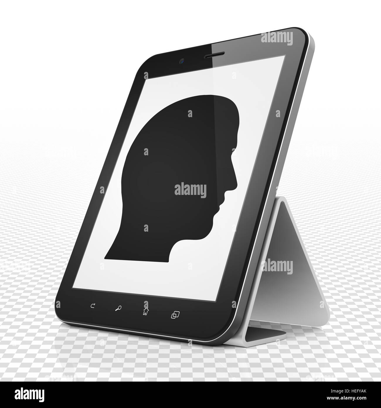 Advertising concept: Tablet Computer with Head on display Stock Photo ...
