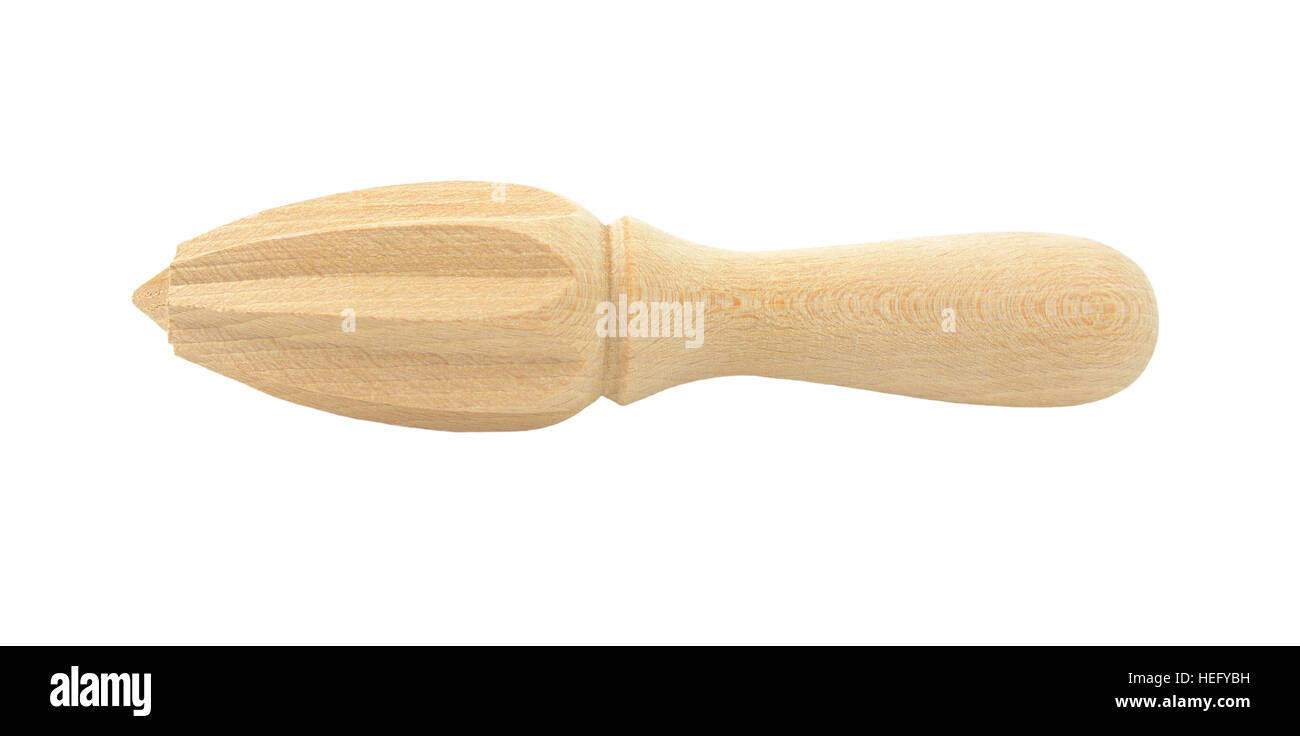 Wooden citrus reamer for juicing fruit, isolated on a white background ...