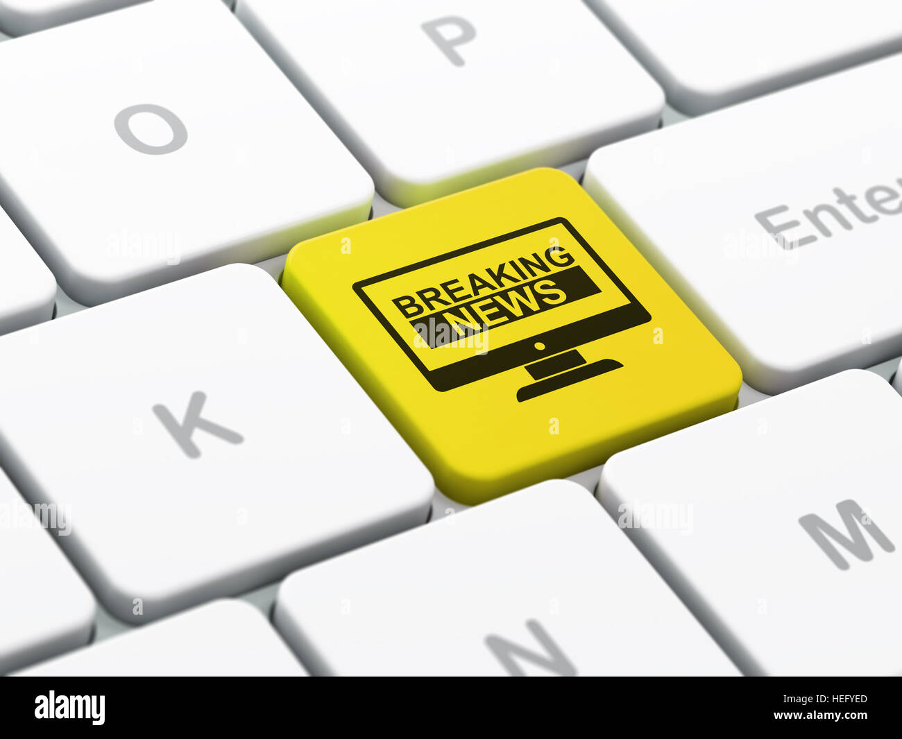 News concept: Breaking News On Screen on computer keyboard background ...