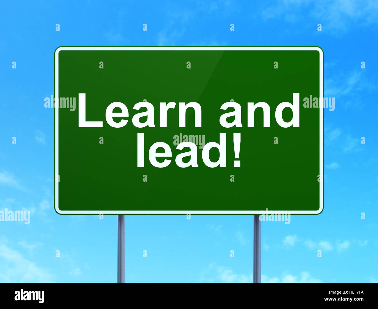 Learning concept: Learn and Lead! on road sign background Stock Photo ...