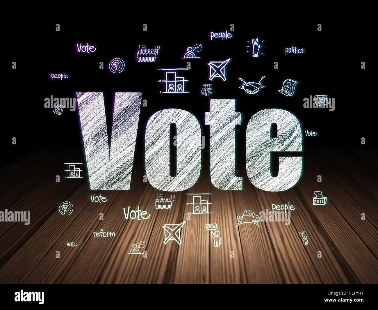 Political concept: Vote in grunge dark room Stock Photo - Alamy