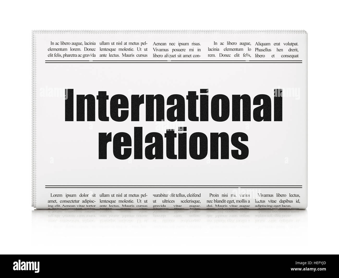Politics concept: newspaper headline International Relations Stock ...