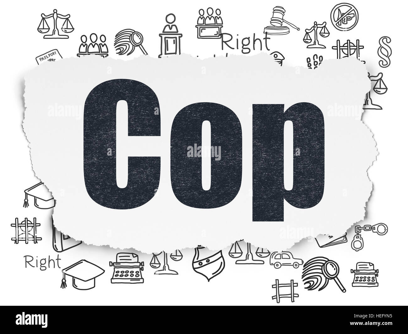 Law concept: Cop on Torn Paper background Stock Photo - Alamy
