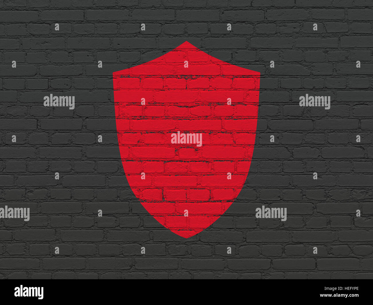 Privacy concept: Shield on wall background Stock Photo - Alamy